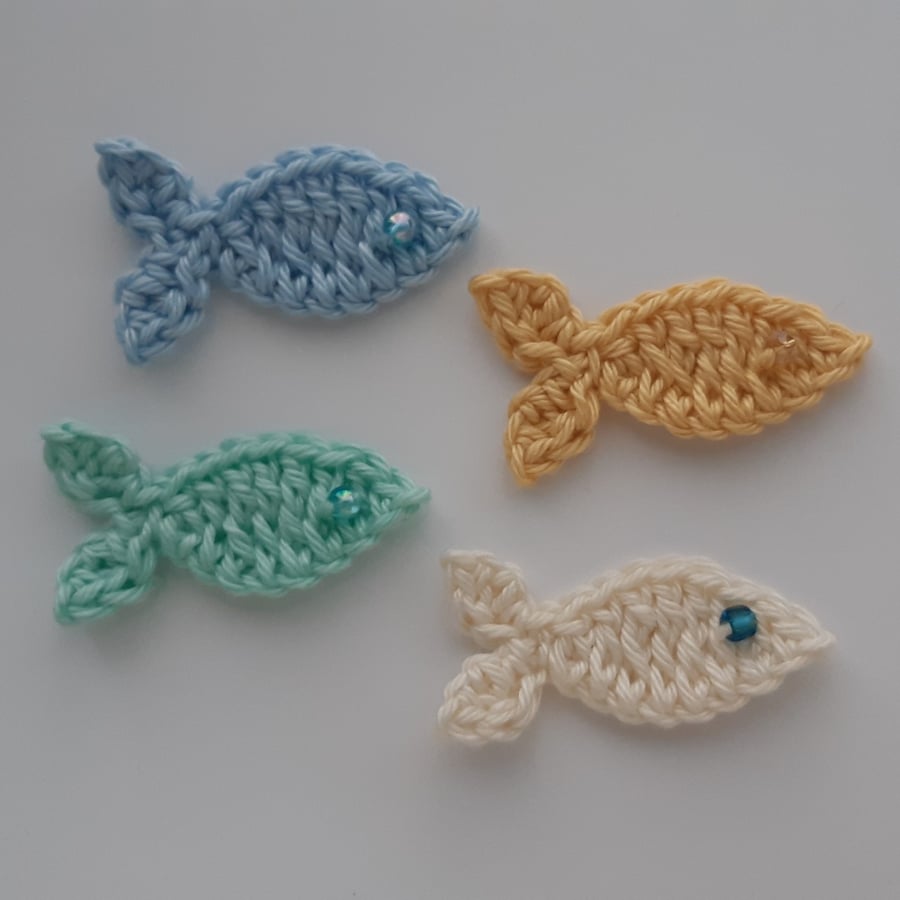 4x Crochet Fish Sewing Appliques- Embellishments - Folksy