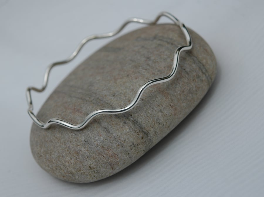 Sterling Silver Ocean Wave Bangle, B71 - Folksy