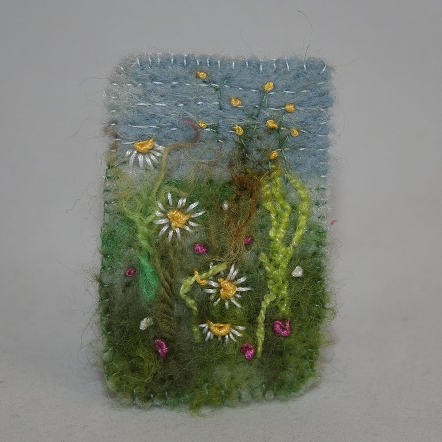 Meadow - Embroidered felted Brooch - Folksy