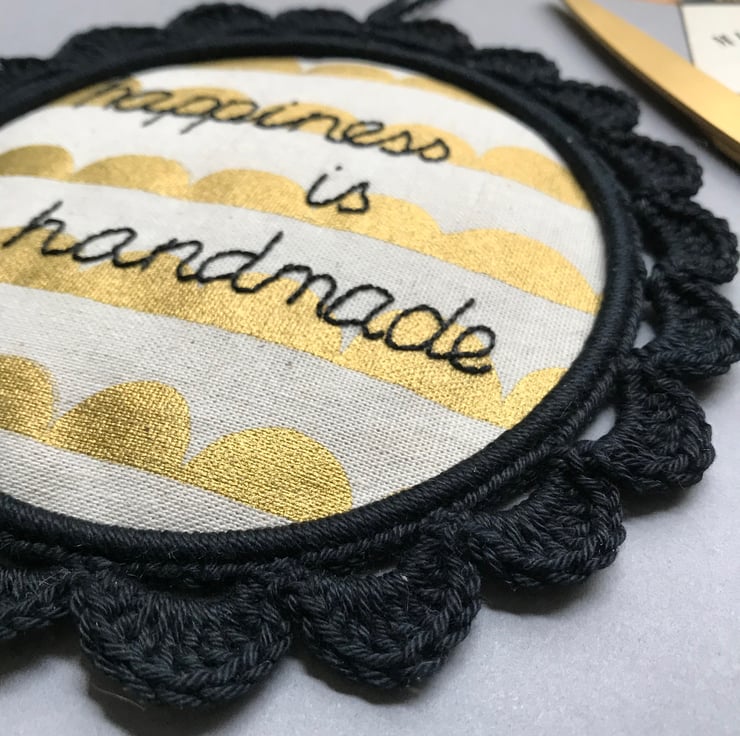 Happiness is Handmade Wall Decoration Hoop Art - Folksy