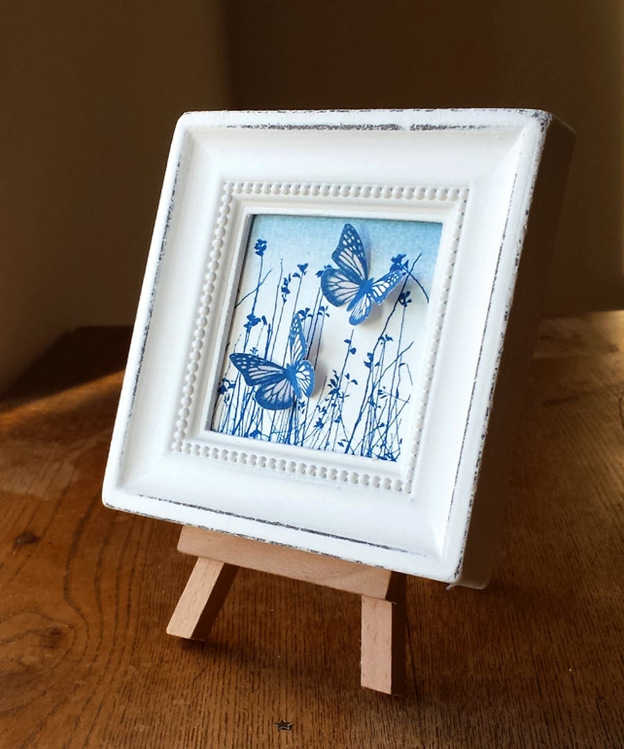 Two Fluttering Blue Butterflies Meadow Cyanotyp... - Folksy