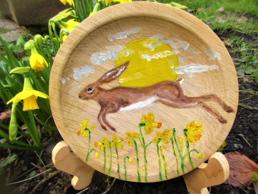 Hand turned, hand painted decorative oak bowl w... - Folksy