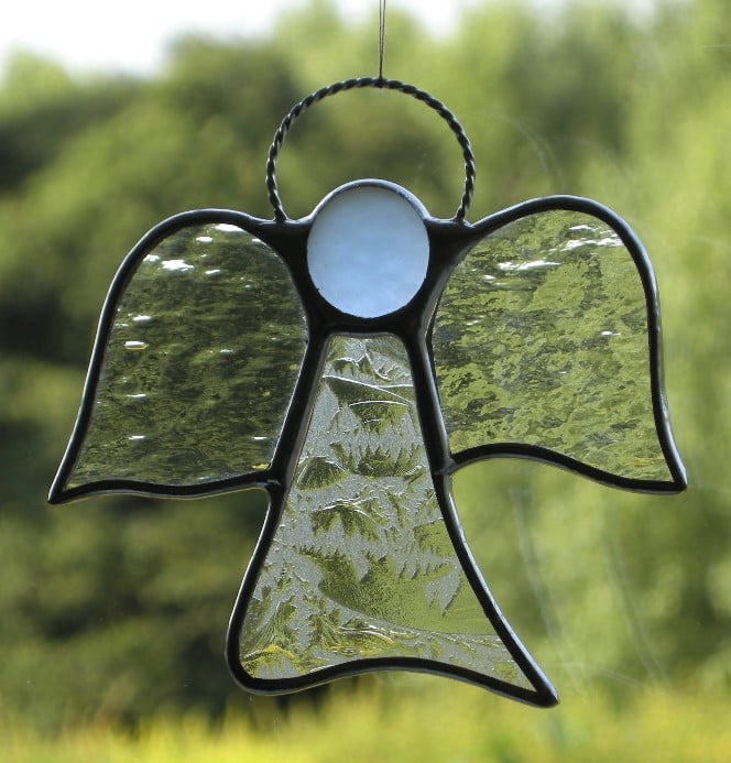Stained glass suncatcher (Angel) abstract in tw... - Folksy