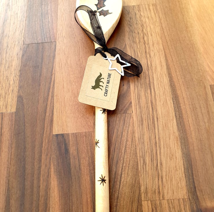 Snowflake pyrography Christmas wooden spoon - Folksy