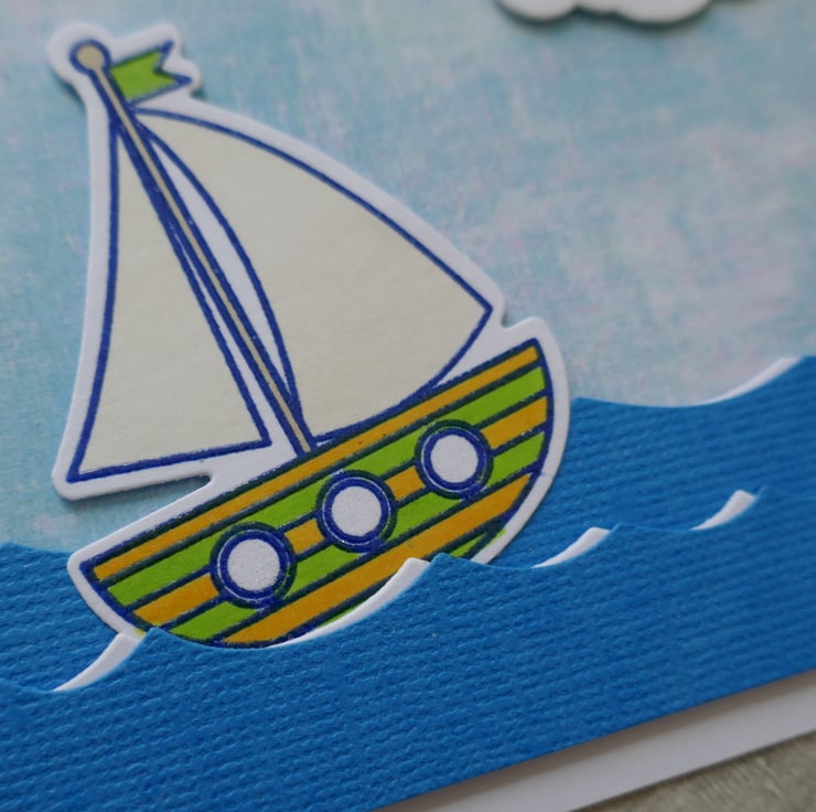 Small Boat on Sea - Father's Day Card - Folksy