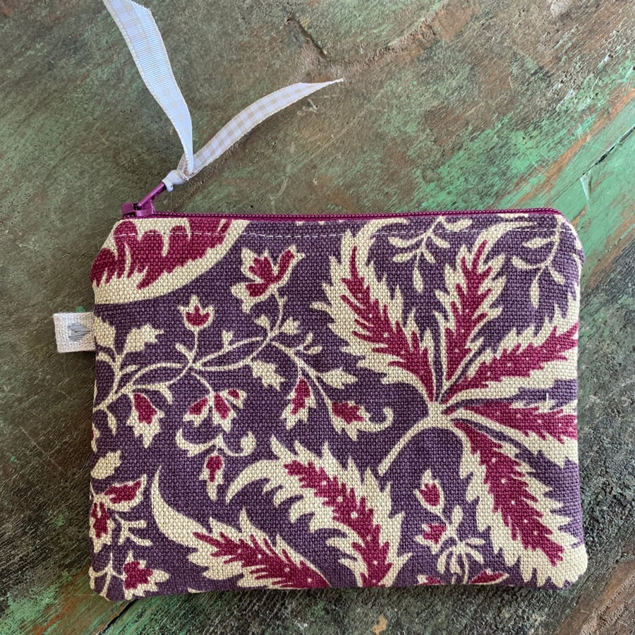 William Morris Indian Linen coin purse - Folksy