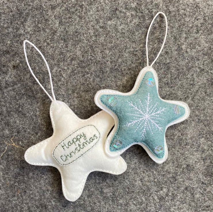 Christmas Star, Wool felt Xmas Star, Icy Blue S... - Folksy