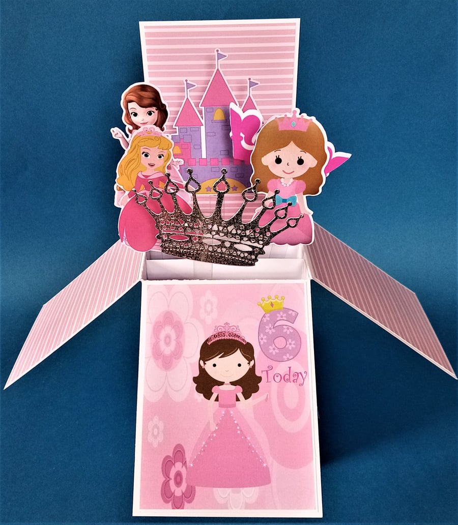 Girls Princess 6th Birthday Card - Folksy