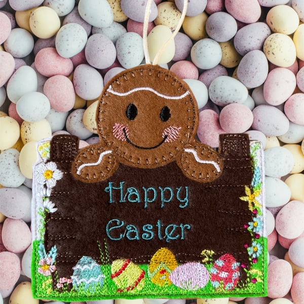 Happy Easter Embroidered Hanging Keepsake - gin... - Folksy