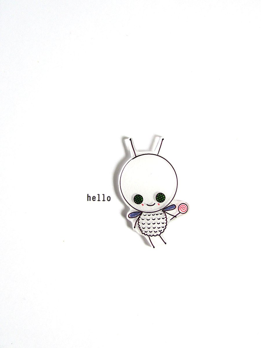 hello - jeff the fly - handmade card - Folksy