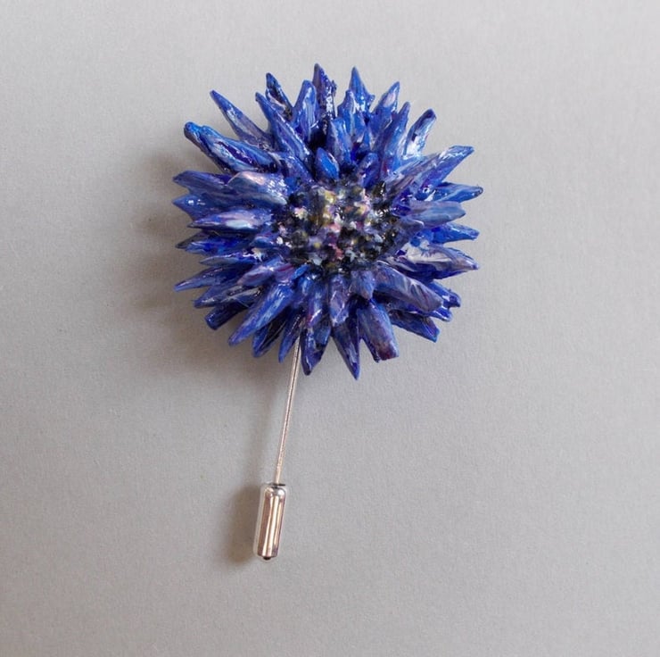 CORNFLOWER PIN 3D Blue Wedding Flower Corsage L... - Folksy