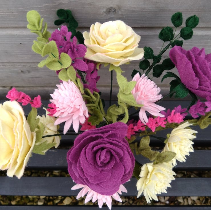 Ready made rose chrysanthemum flower bouquet - Folksy