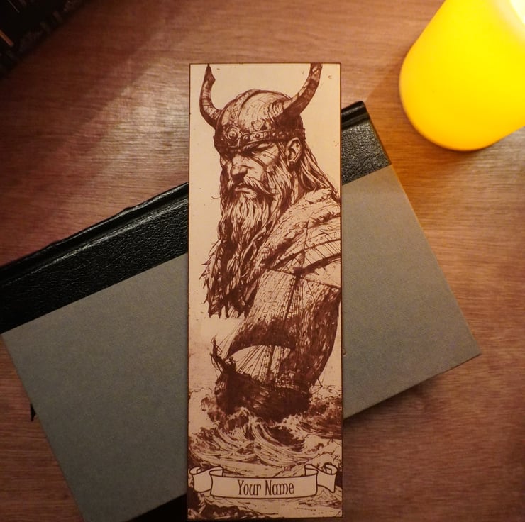 Leather Bookmark with Viking Design - Free Pers... - Folksy