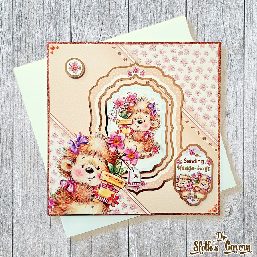 Sending Hedge-Hugs Handmade Greeting Card With ... - Folksy