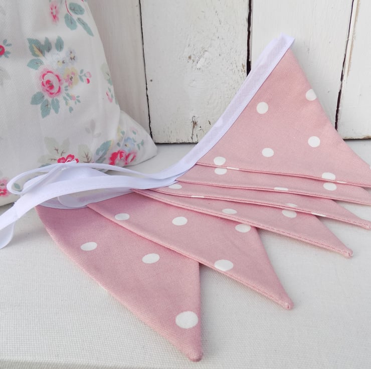 Handmade Quality Fabric Bunting Pink Spotty Po... - Folksy
