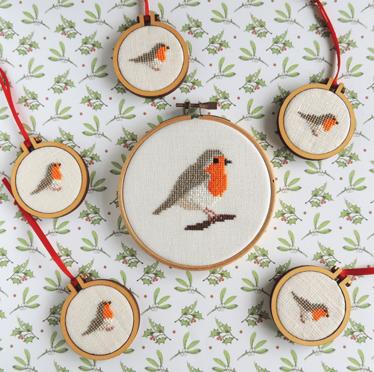 Robin tree decoration - hand embroidered robin ... - Folksy