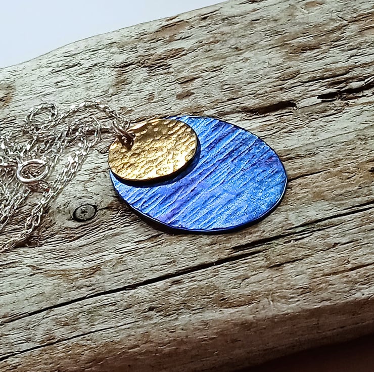 Coloured Titanium 'Sun Over the Sea' Pendant Ne... - Folksy