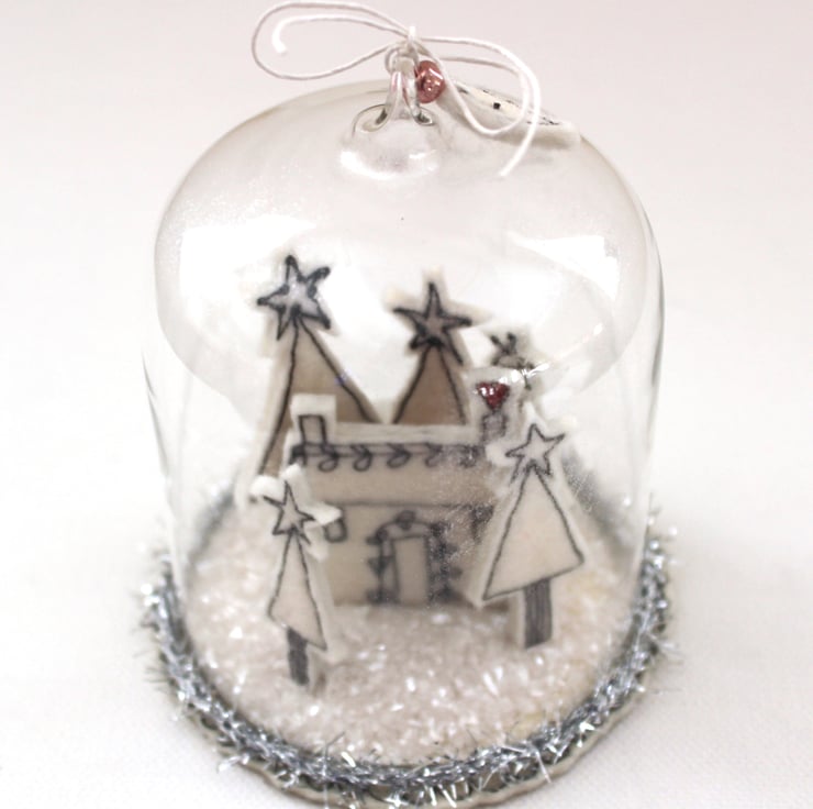 'Home for Christmas' - Glass Dome Decoration - Folksy