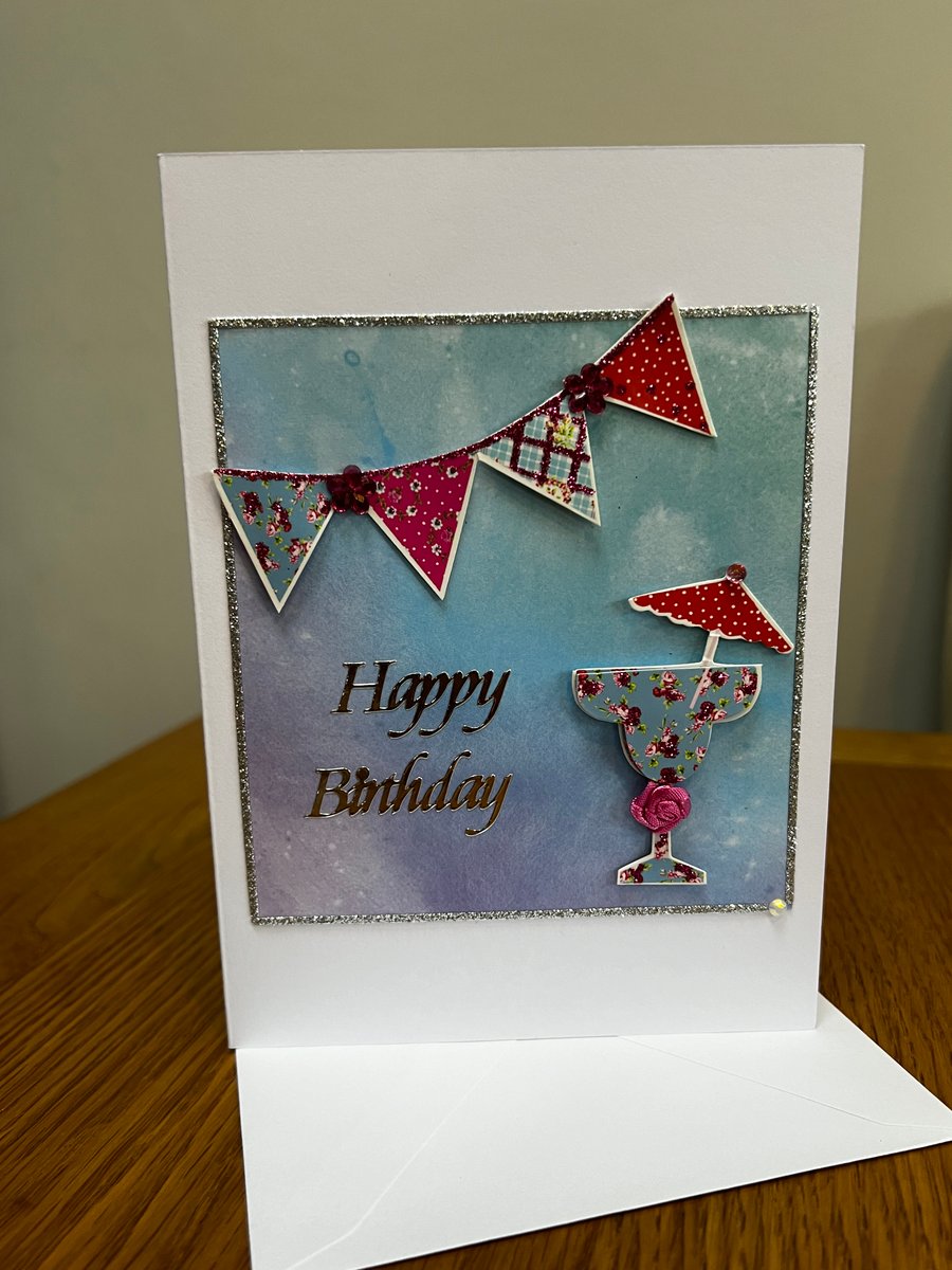 Handmade Cocktail Birthday Card - Folksy