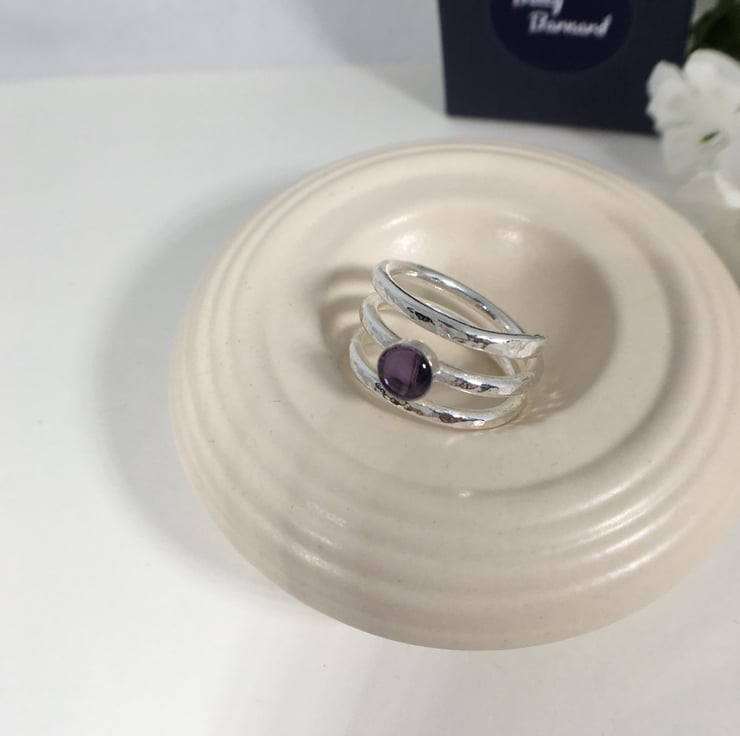 Eco Sterling Silver Wrap Ring with Amethyst Cab... - Folksy