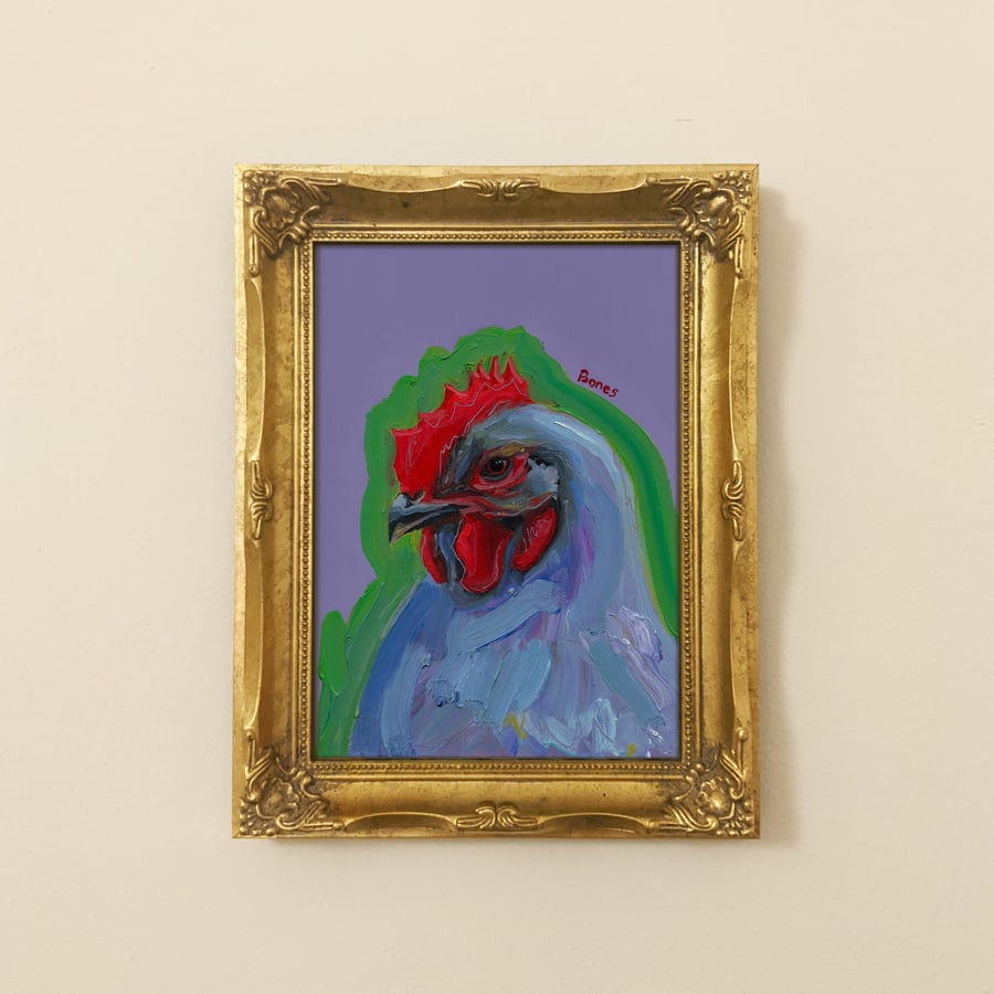 Colourful Purple Chicken Print - Folksy