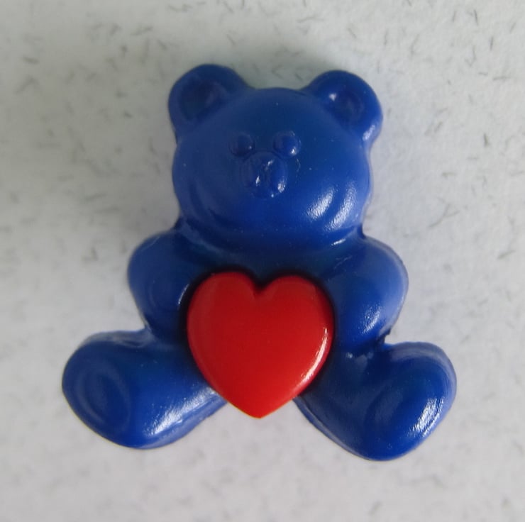 8 Blue Bear and Heart Buttons - Folksy