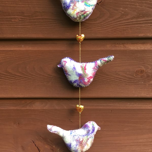 Felt hanging birds, string of birds, bird garland - Folksy