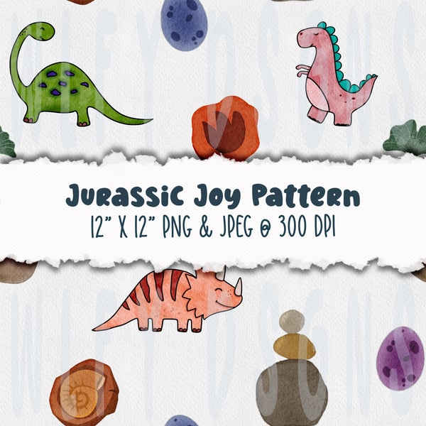 Jurassic Joy Dinosaurs Seamless Pattern - Folksy