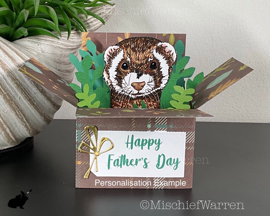 Ferret Blank Card. 3D box card personalised for... - Folksy