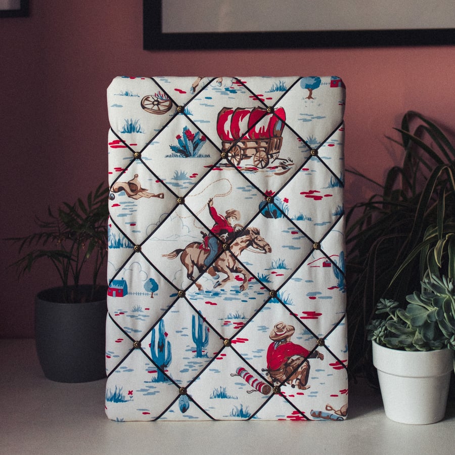 Vintage Cath Kidston Cowboy Print Notice Board - Folksy