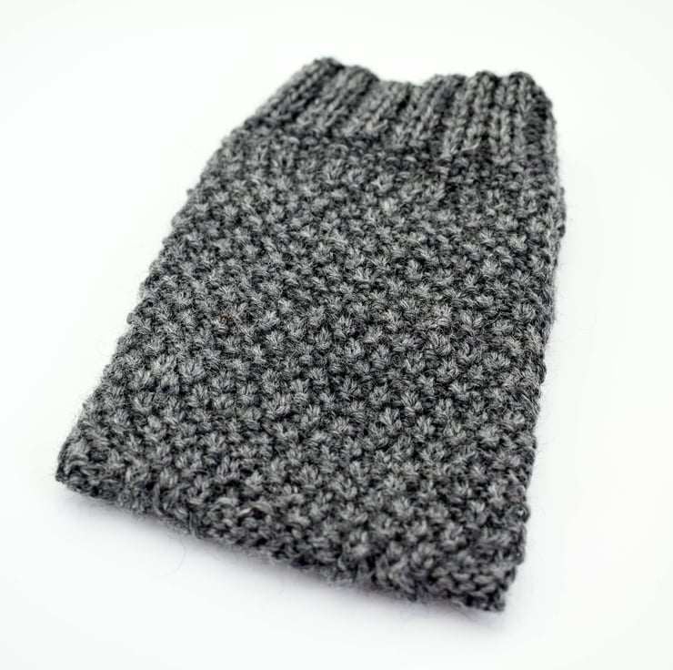 SOLD - Hand knitted aran design pouch in Charco... - Folksy