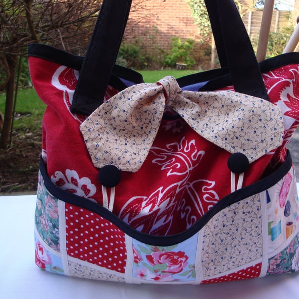 Handmade Cotton Craft Handbag - patchwork pock... - Folksy