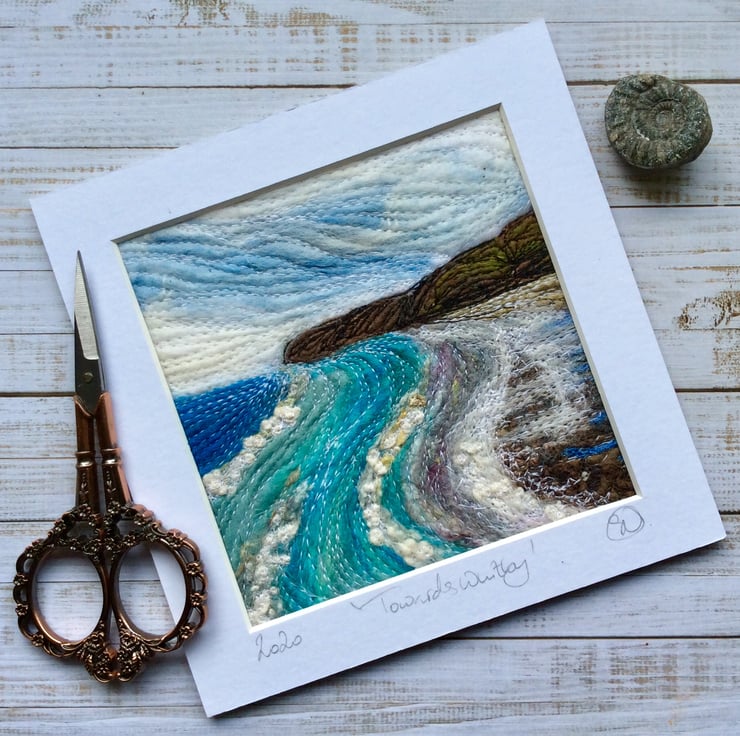 Embroidered needle felted seascape. - Folksy