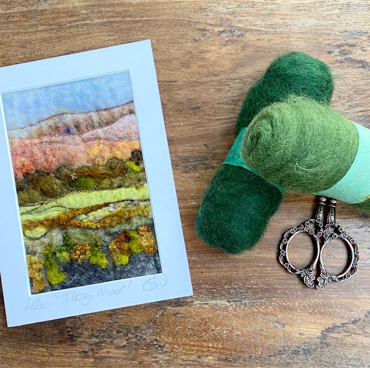 Embroidered Moorland landscape wet felting. - Folksy