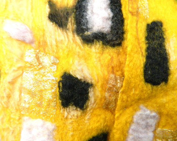 Yellow Gold Scarf Shawl Wrap Silk and Wool Felt... - Folksy