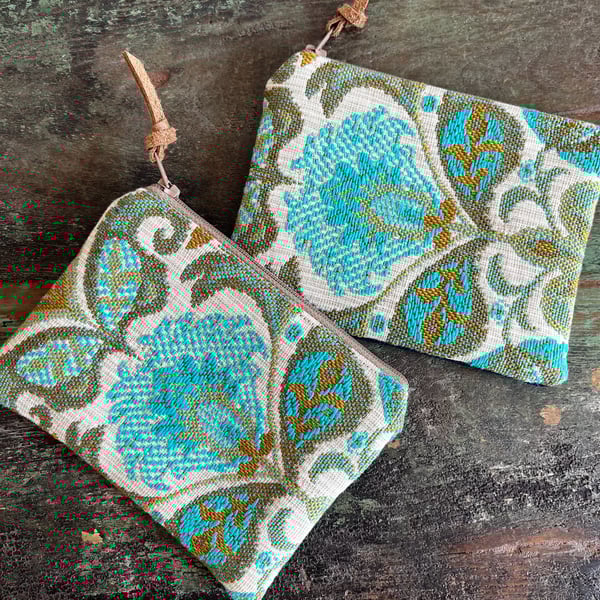 Vintage tapestry and reclaimed denim coin purse... - Folksy