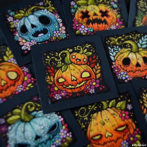 demon pumpkin - original twinchie illustration - Folksy