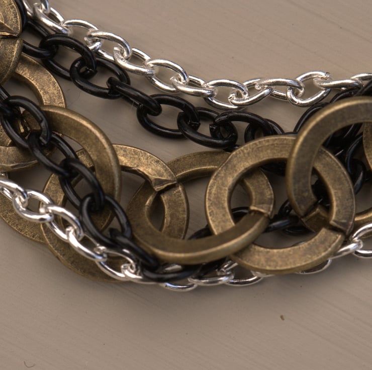 Multi Strand Chain Silver, Black & Bronze &... - Folksy