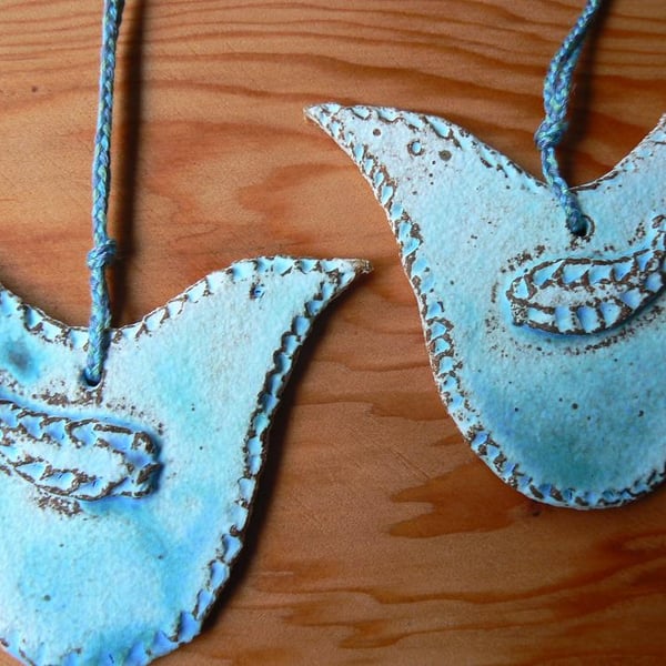Turquoise Birds in ceramic - Folksy