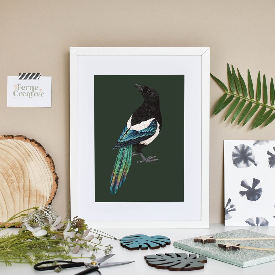 Magpie illustration, Bird illustration, Folklor... - Folksy