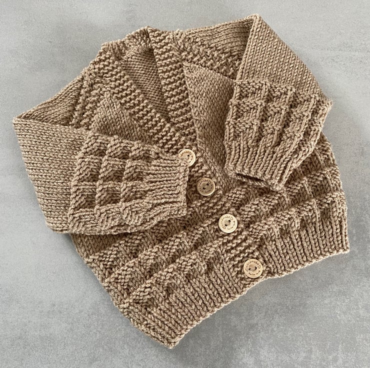 Hand knitted Gender Neutral Beige Baby Cardiga... - Folksy