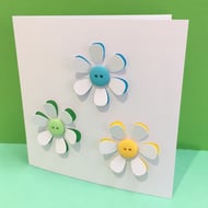 Button Flowers Card with Hand Cut Petals - Folksy