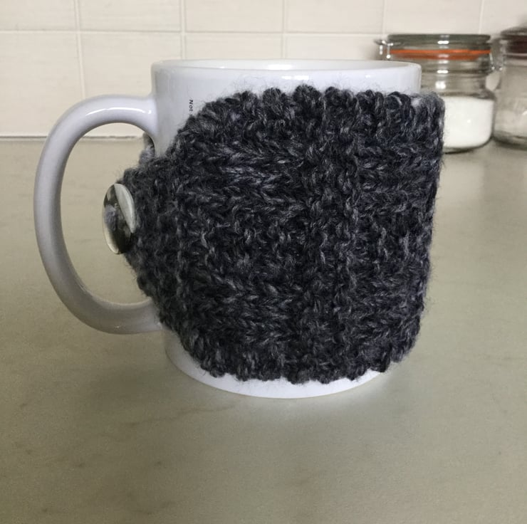 Hand Knitted Mug Hugs Set of 2 in Shades of Grey - Folksy