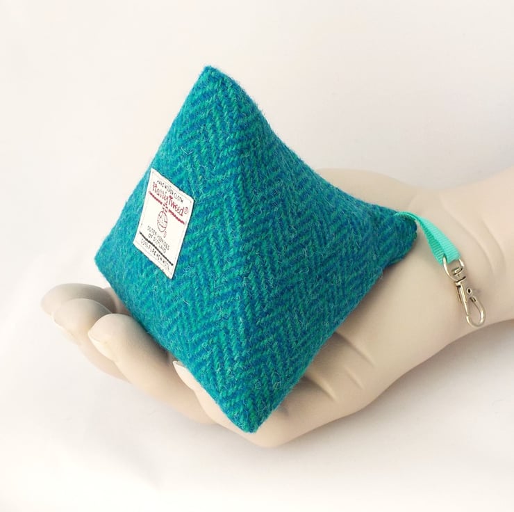 Harris tweed purse pyramid coin purse teal herr... - Folksy