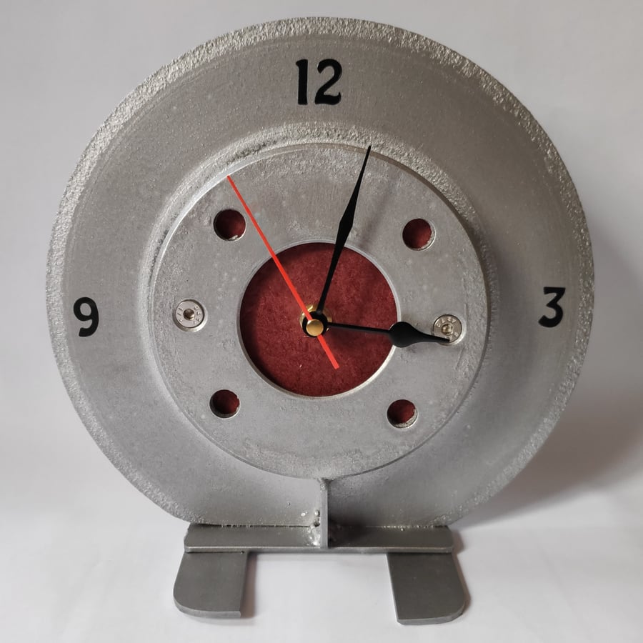 Desktop Brake Disc Clock in Red - Reclaimed car... - Folksy