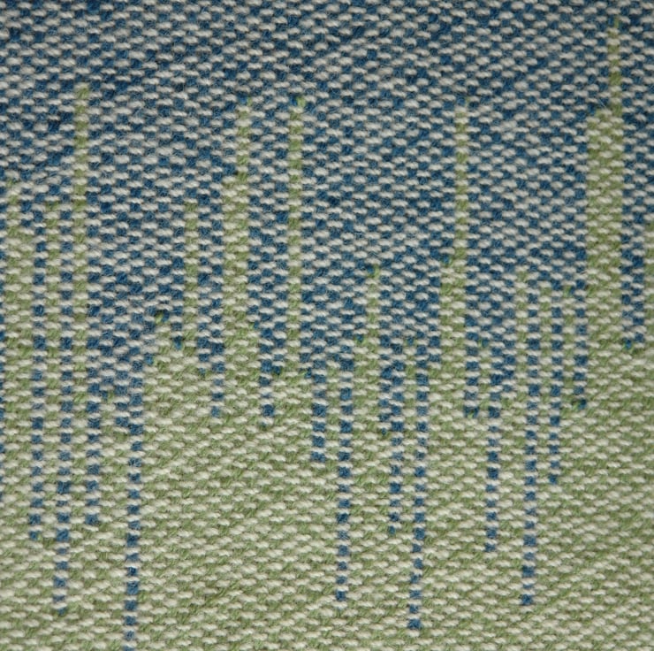 Hand Woven Wool Floor Rug - Blue and Green - Folksy