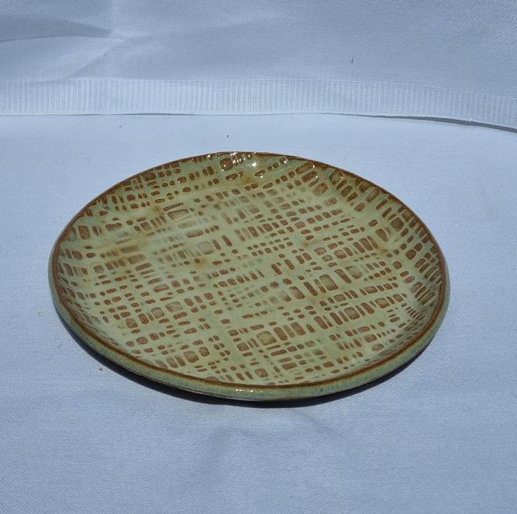 Small textured Handcrafted ceramic plate featur... - Folksy