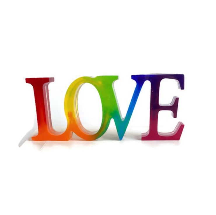 Colours of the rainbow Love word sign, free sta... - Folksy