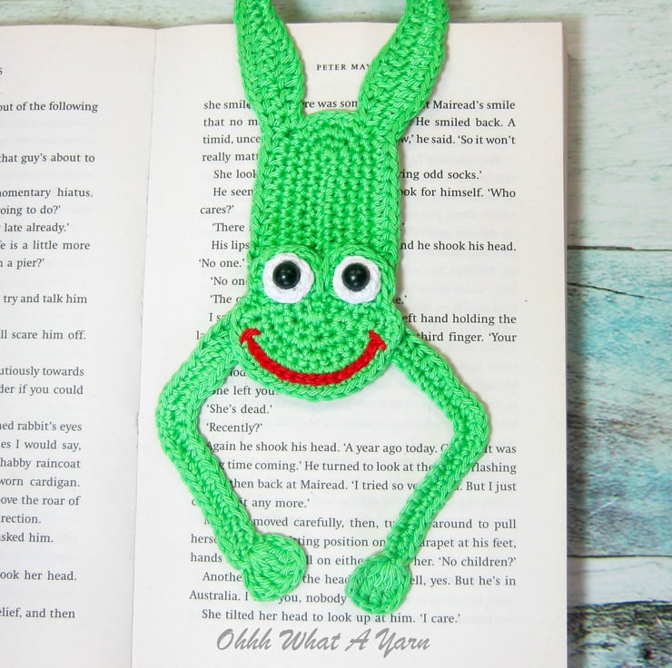 Crochet frog bookmark. Wide mouth frog. Frog gi... - Folksy