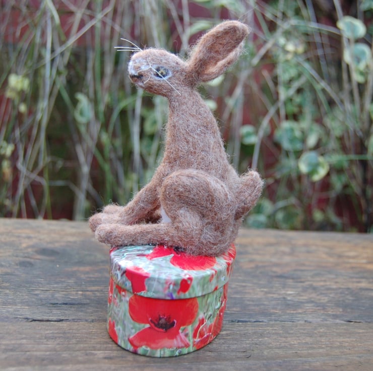 Needle Felt Hare - wool hare - Hare displayed o... - Folksy